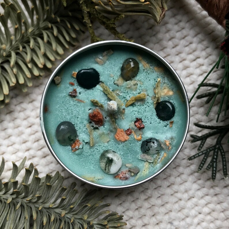 YULE Herb & Crystal Candle 1oz Silver Tin - Etsy