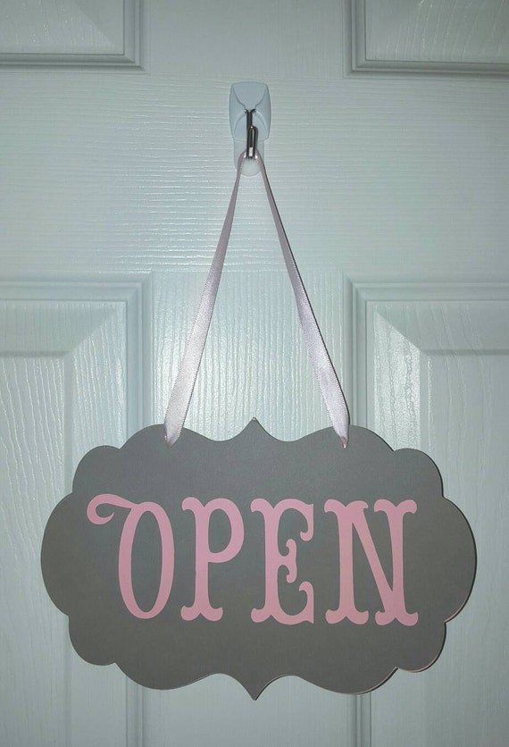 Grey and Pink Open Closed Sign Card Stock Pink Ribbon | Etsy
