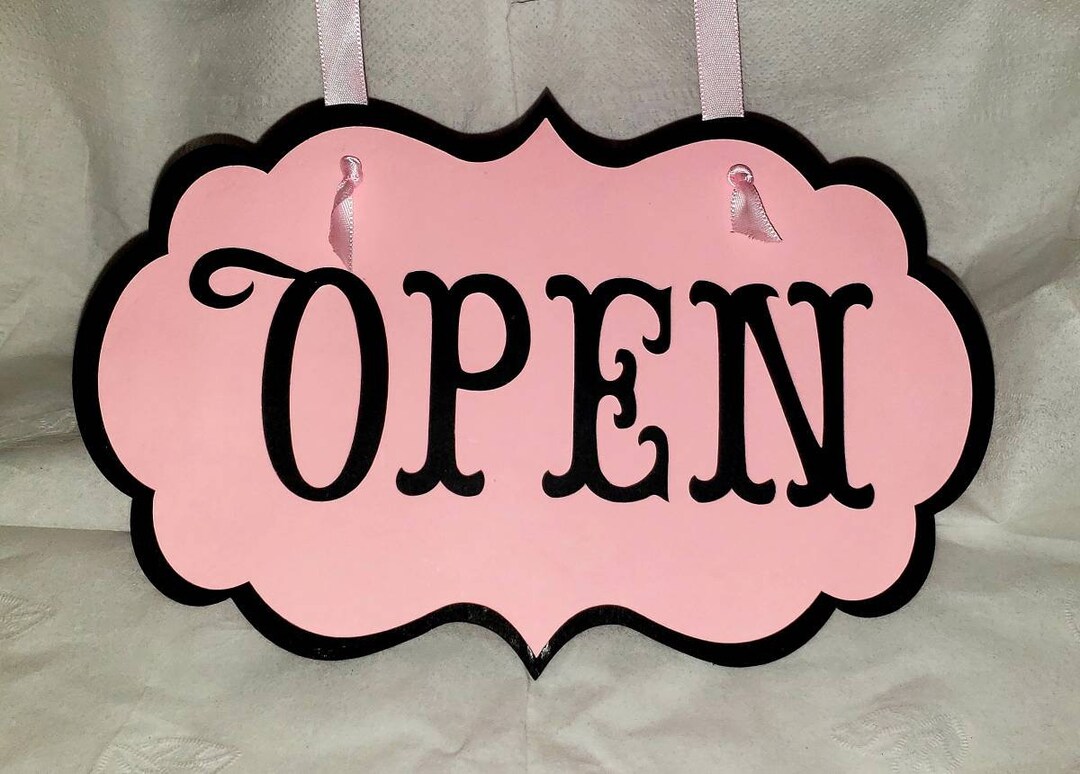 Open Closed Reversible Flip Sign, Elegant Die Cut Cardstock, Hanging ...