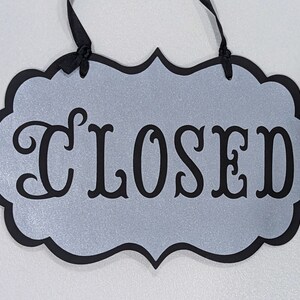Metallic Open Closed Flip Sign Cardstock, Hangs With Black Ribbon ...