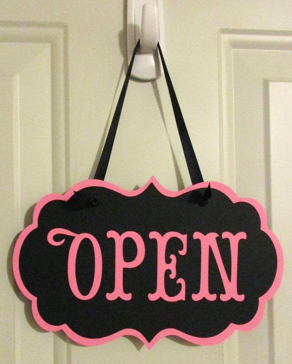Open Closed Reversible Flip Sign Black & Pink Card Stock | Etsy