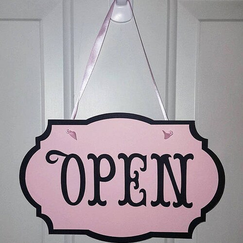 Metallic Open Closed Flip Sign Cardstock Hangs With Black - Etsy