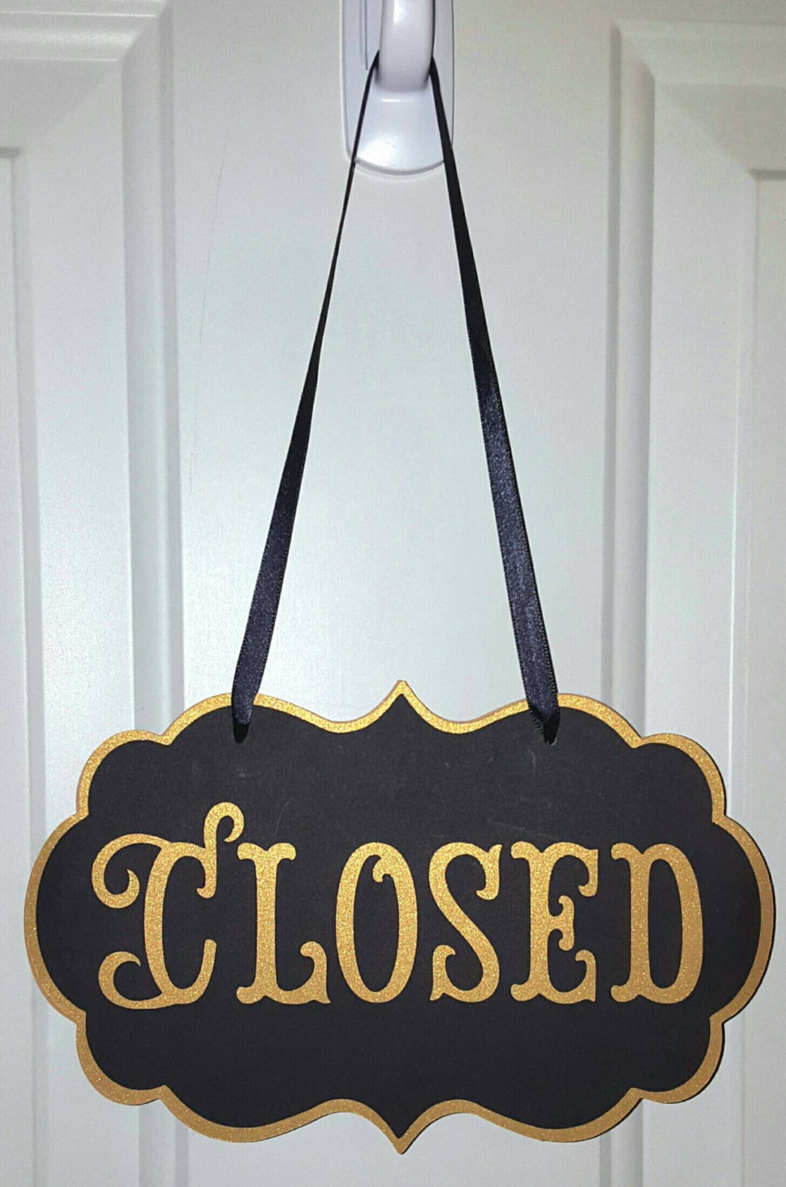 Metallic Open Closed Flip Sign Cardstock Hangs With Black - Etsy