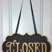 Metallic Open Closed Flip Sign Cardstock, Hangs With Black Ribbon ...
