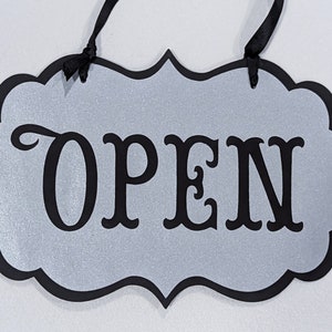 Metallic Open Closed Flip Sign Cardstock, Hangs With Black Ribbon ...