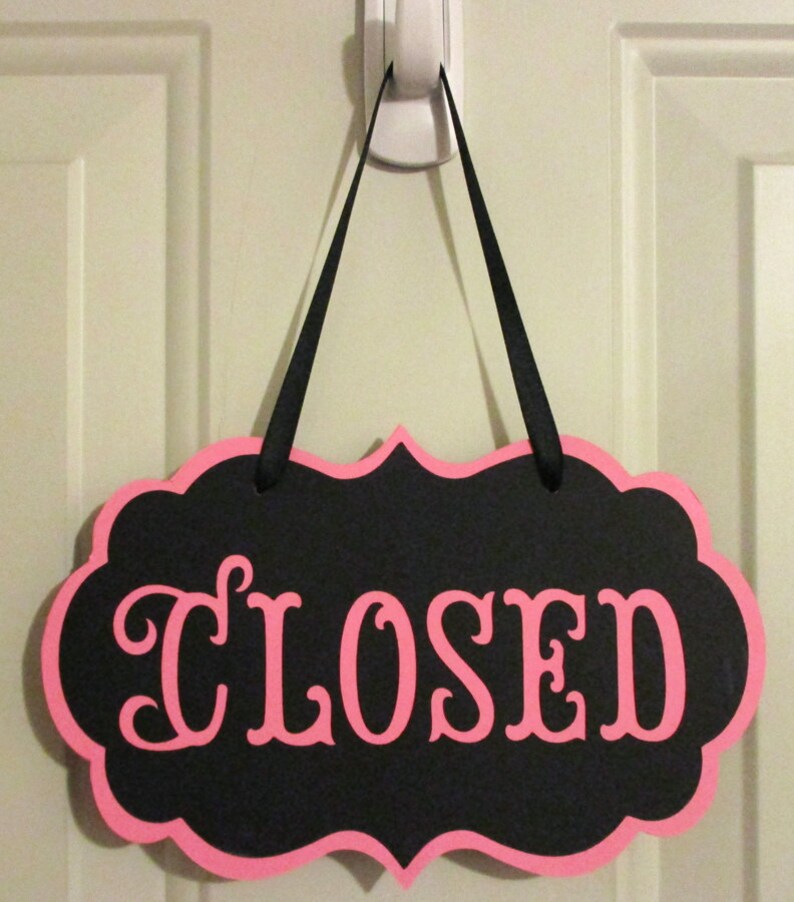 Open Closed Reversible Flip Sign Black & Pink Card Stock - Etsy New Zealand