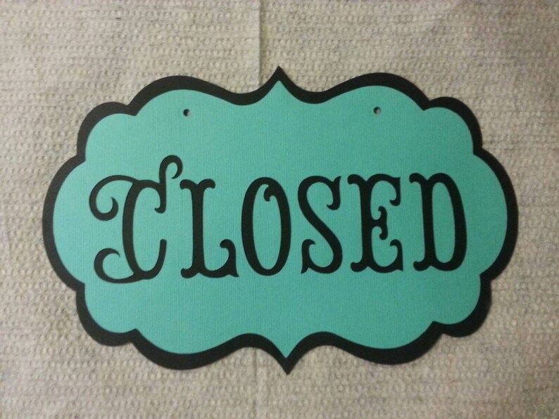 Open and Closed Reversible Flip Sign Elegant Die Cut Card - Etsy