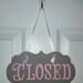 Grey and Pink Open Closed Sign, Card Stock Pink Ribbon, Boutique Door ...