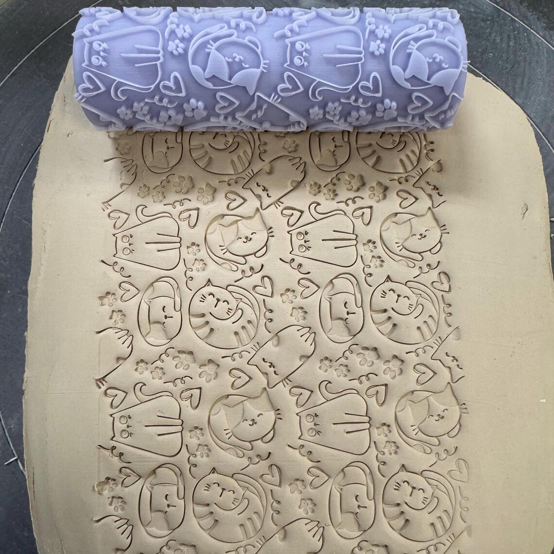 Cats Texture Roller | 100mm Pottery Embossing Roller | Clay, Ceramic ...