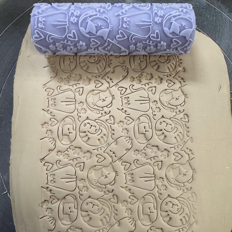 Cats Texture Roller | 100mm Pottery Embossing Roller | Clay, Ceramic ...