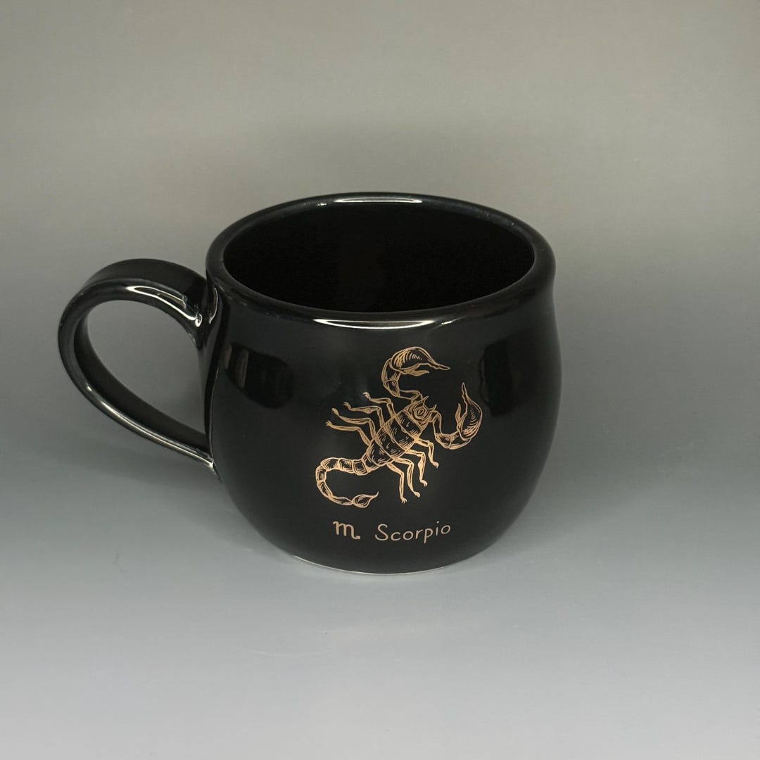 Scorpio Mug - 12oz - Black and Gold - Etsy