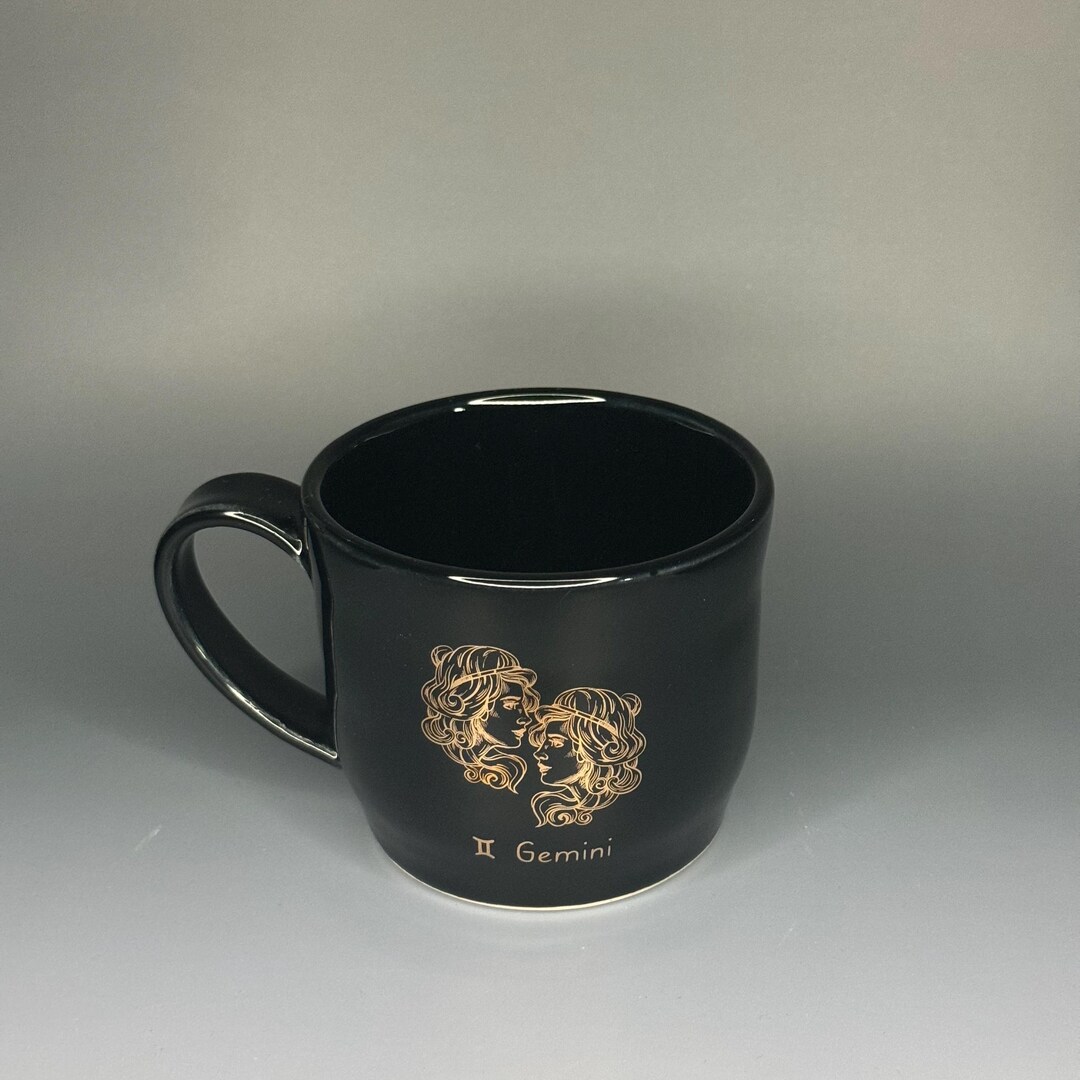 Gemini Mug 10oz Black and Gold - Etsy