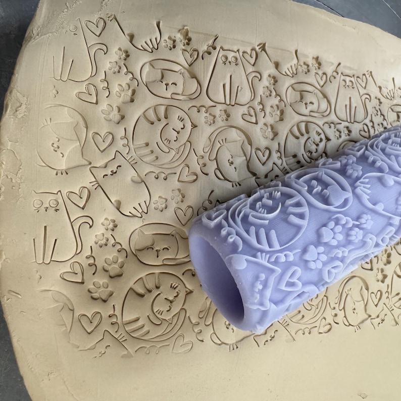Cats Texture Roller | 100mm Pottery Embossing Roller | Clay, Ceramic ...