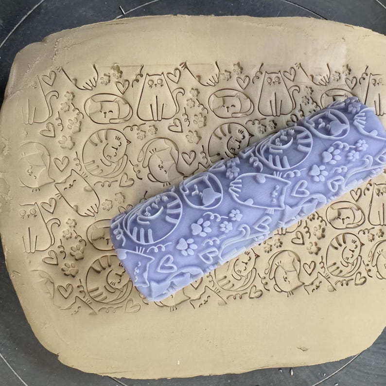 Cats Texture Roller | 100mm Pottery Embossing Roller | Clay, Ceramic ...