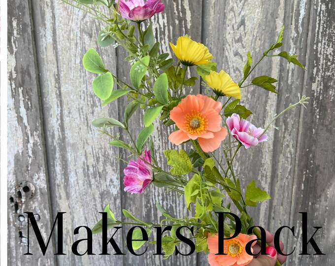 Mixed Cosmo Silk Flower Stem Set of 12 Makers Pack for Silk Floral ...