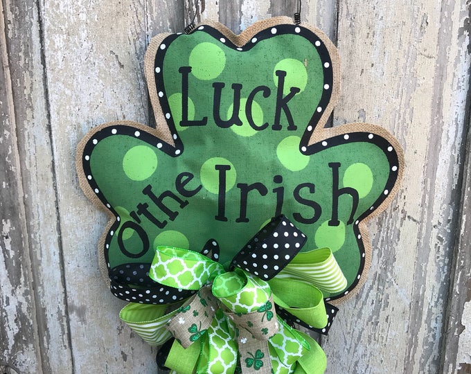 St Patricks Day Wreath St Patricks Day Door Hanger Shamrock Door