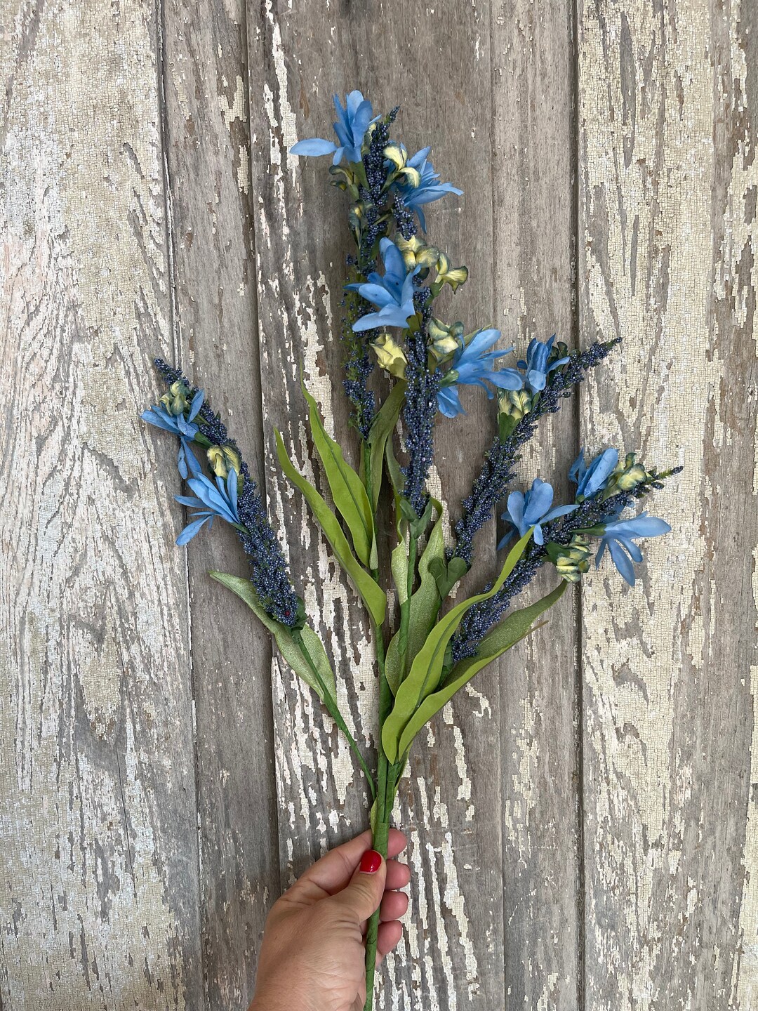 Blue Ginger Silk Flower Stem With Greenery for Silk Floral Design and ...