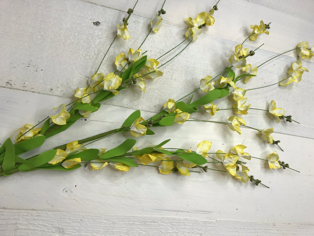 Yellow Sweet Pea Stem, Yellow Stem Flower, Yellow Flowers for Wreaths ...