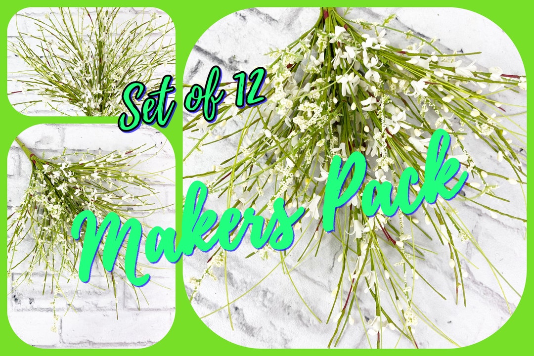 Mixed White Berry Twig Bush Set of 12 Makers Pack for Silk Floral ...