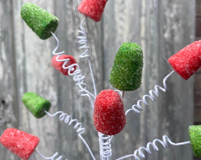 Red and White Snowflake Stem, Christmas Snowflake Stem, Christmas ...