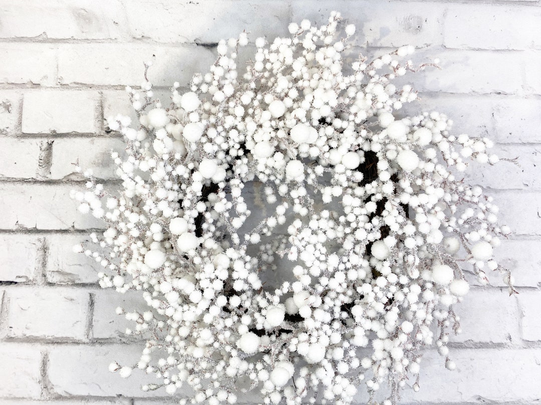White Berry Wreath, Snow White Berry Wreath, Winter Wreath With White ...