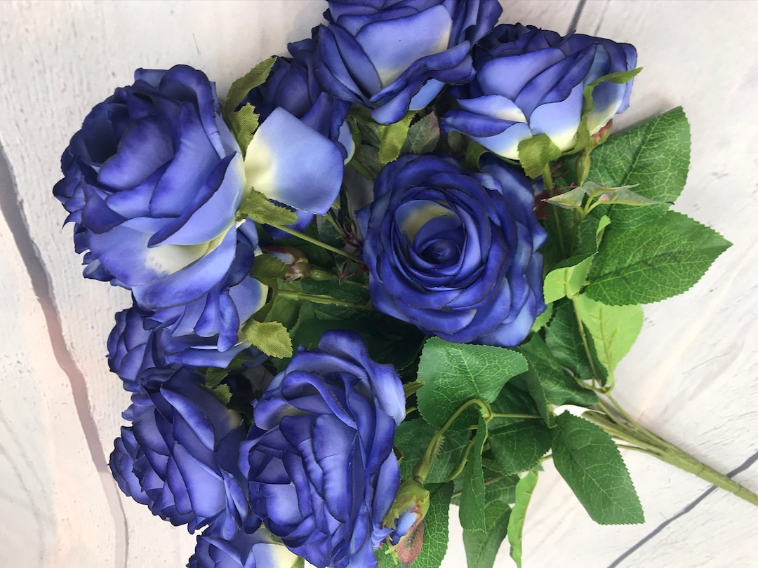 Artificial Blue Rose Bush, Rose Silk Flowers, Rose Flowers for Wreaths ...