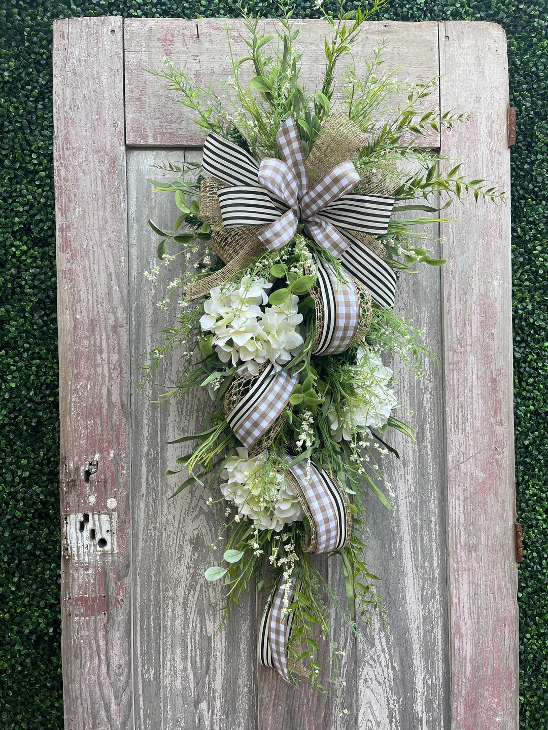 Hydrangea Swag Door Wreath for Use All Year Long, Year Round Front Door ...