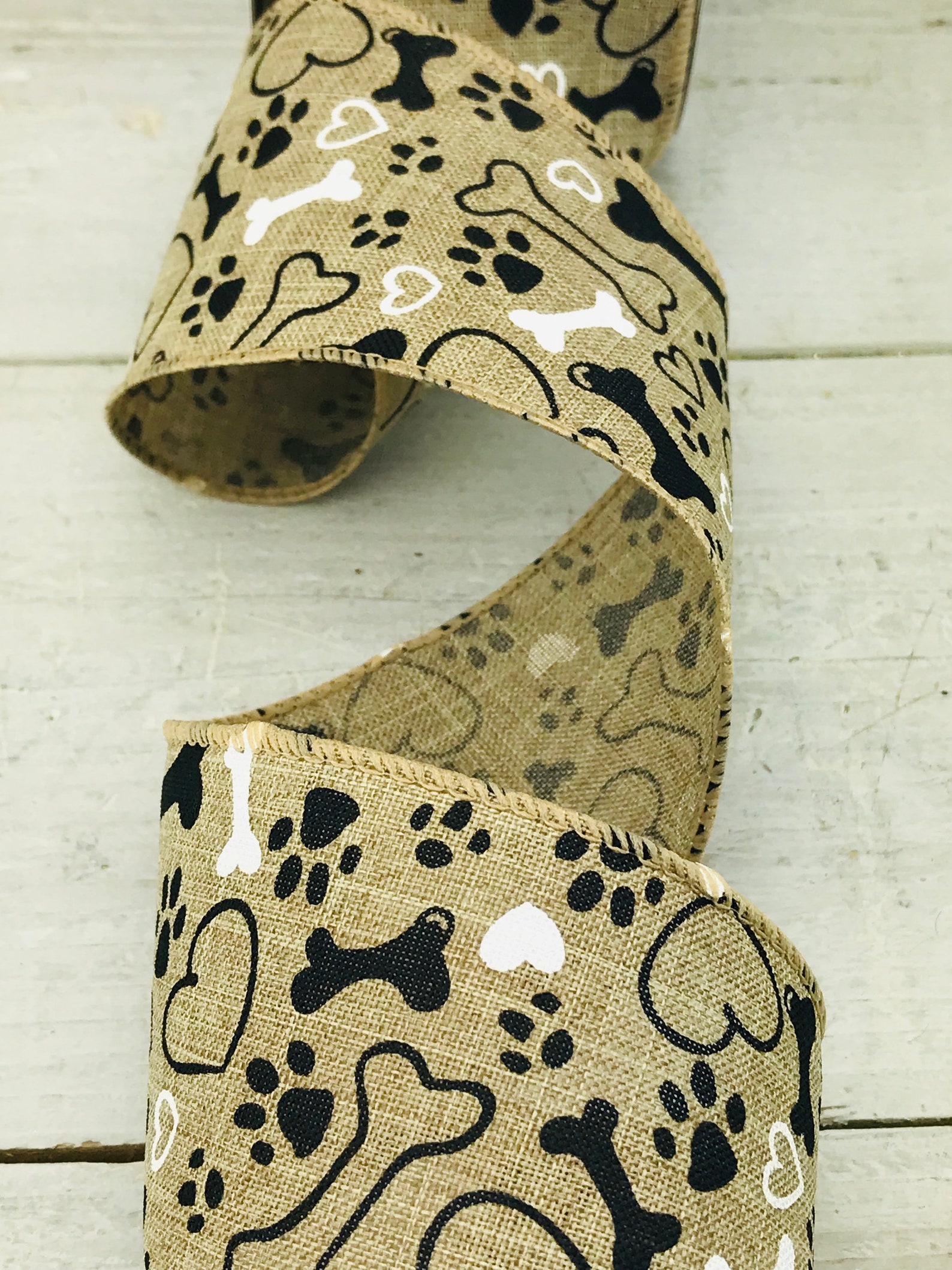 2.5 Dog Bone Ribbon Dog ribbon 2.5 Wired Ribbon | Etsy