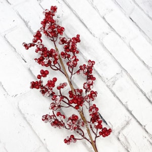 Snow Red Berry Stem, Berry Pick for Wreaths, Berry Picks for ...