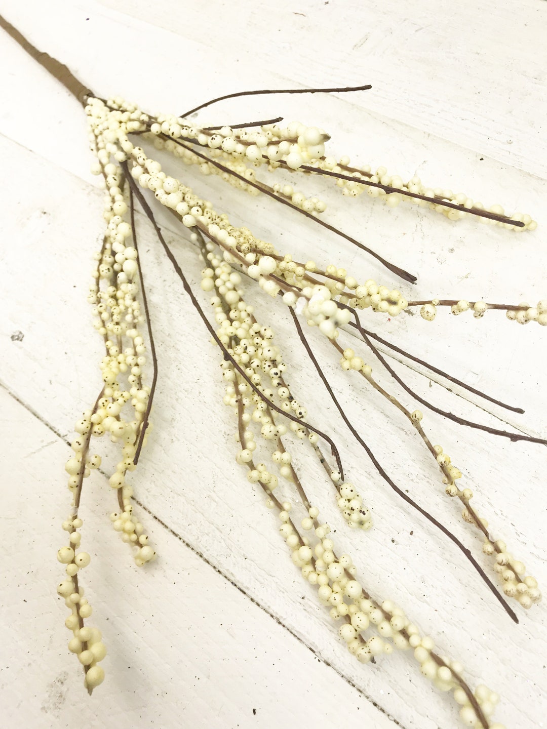 Cream Berry Stem, Berry Spray, Faux Berry Stem, Fall Berry Stem, Floral ...