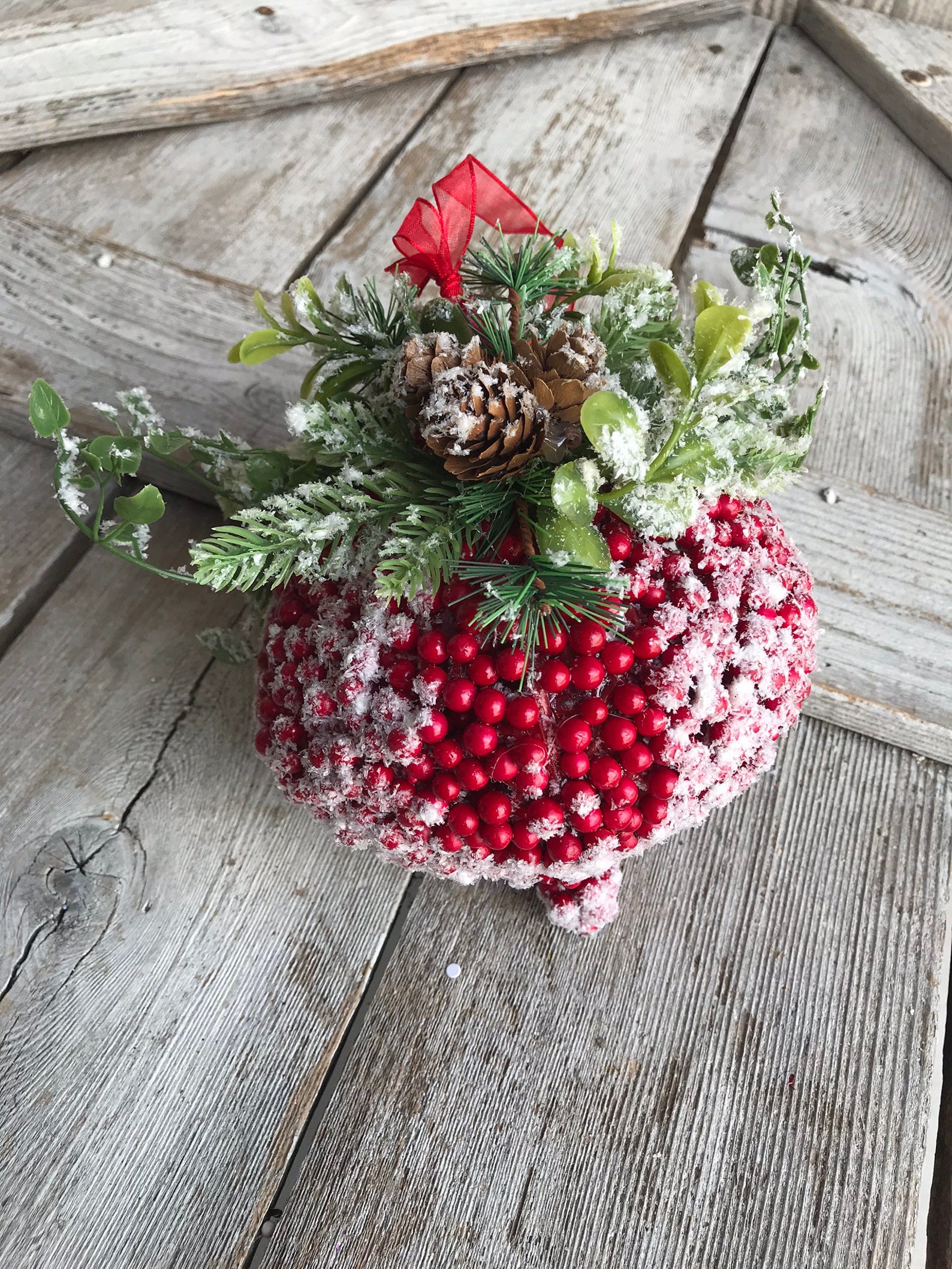 Christmas Berry Ball Ornament, Mistletoe Kissing Ball, Kissing Ball ...