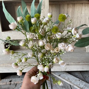 Artificial Baby Rose Bush With Greenery for Weddings and Floral Design ...