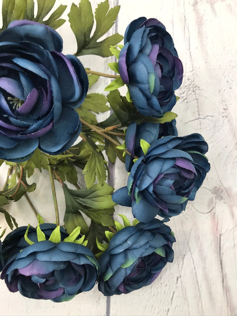 Blue Artificial Flowers Blue Ranunculus Bush Ranunclus Bush - Etsy