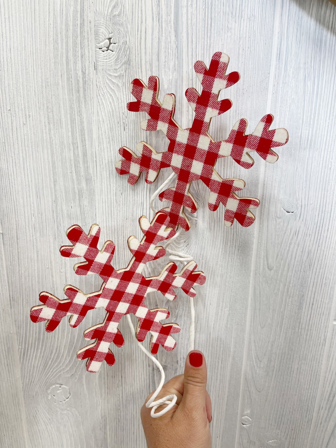 Red and White Snowflake Stem, Christmas Snowflake Stem, Christmas ...