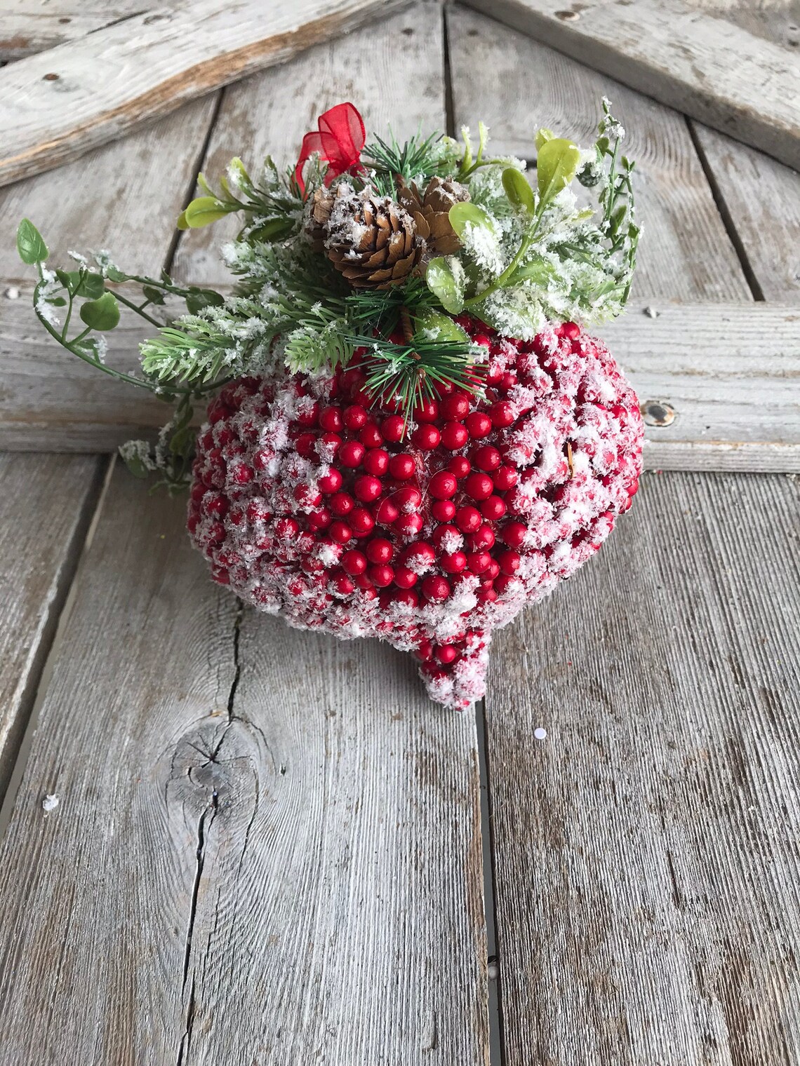 Christmas Berry Ball Ornament, Mistletoe Kissing Ball, Kissing Ball ...