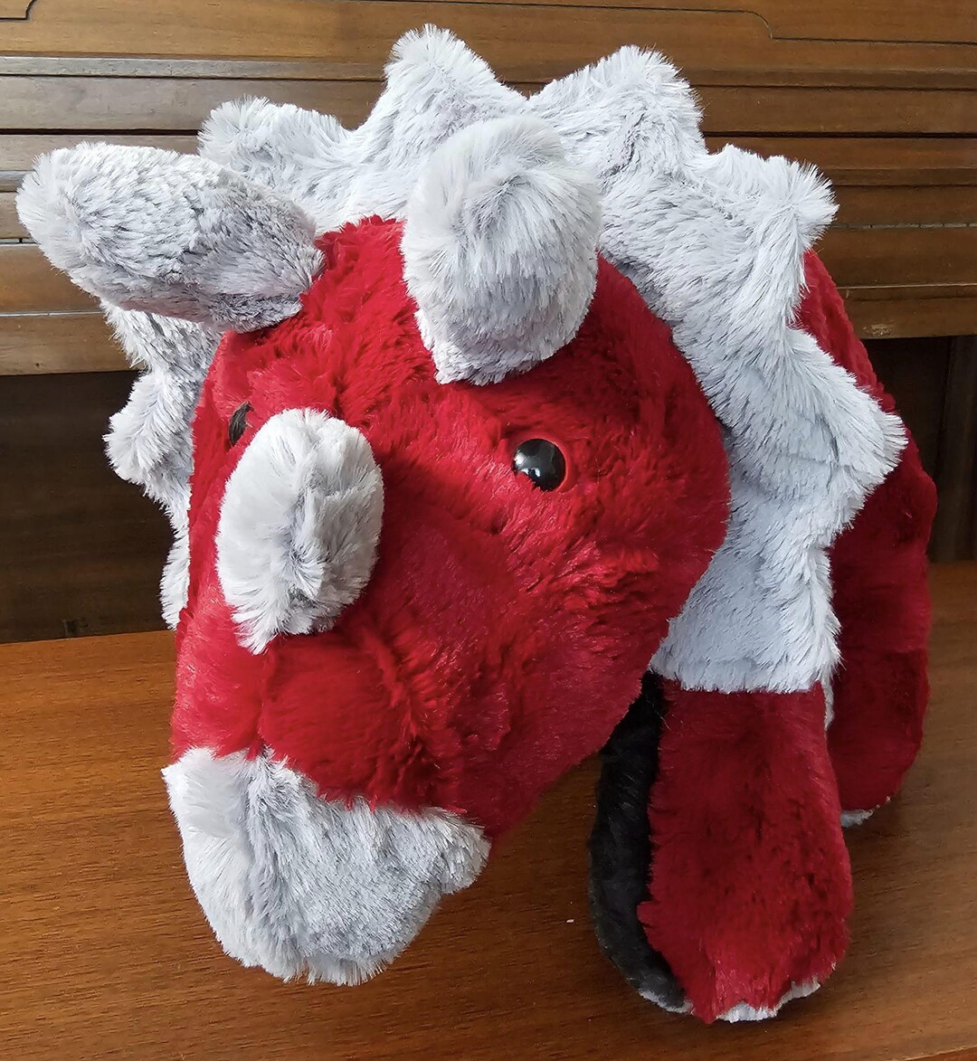Handmade Minky Plush Triceratops, Red Triceratops Stuffed Animal, Plush ...