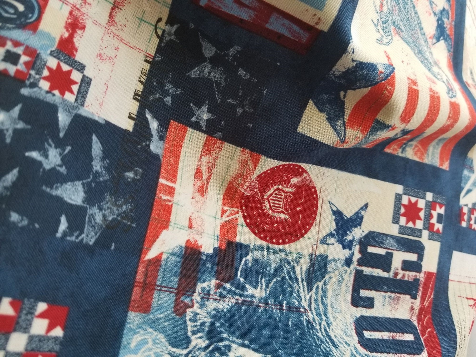American Flag Fabric Patriotic Fabric Red White and Blue | Etsy