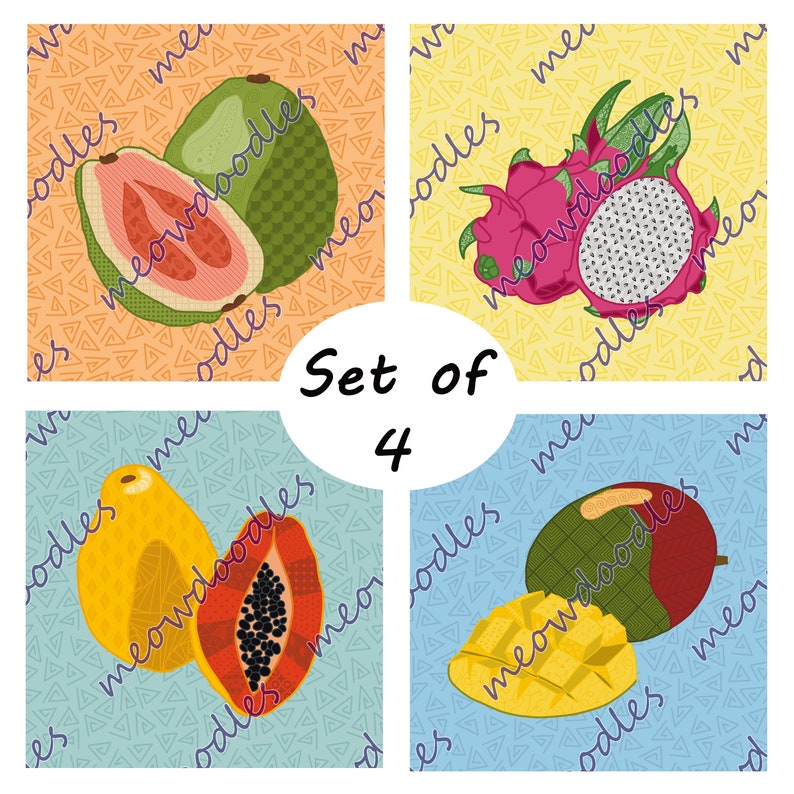 The Fruit Collection Set of 20 Artworks, 12x12, Zendoodle Zentangle ...