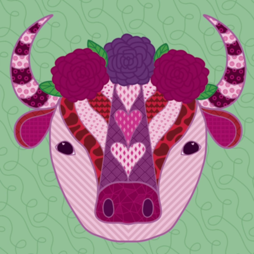 Colorful Cow Zendoodle Art, Zentangle Art, Digital Art, Wall Art, Pop ...