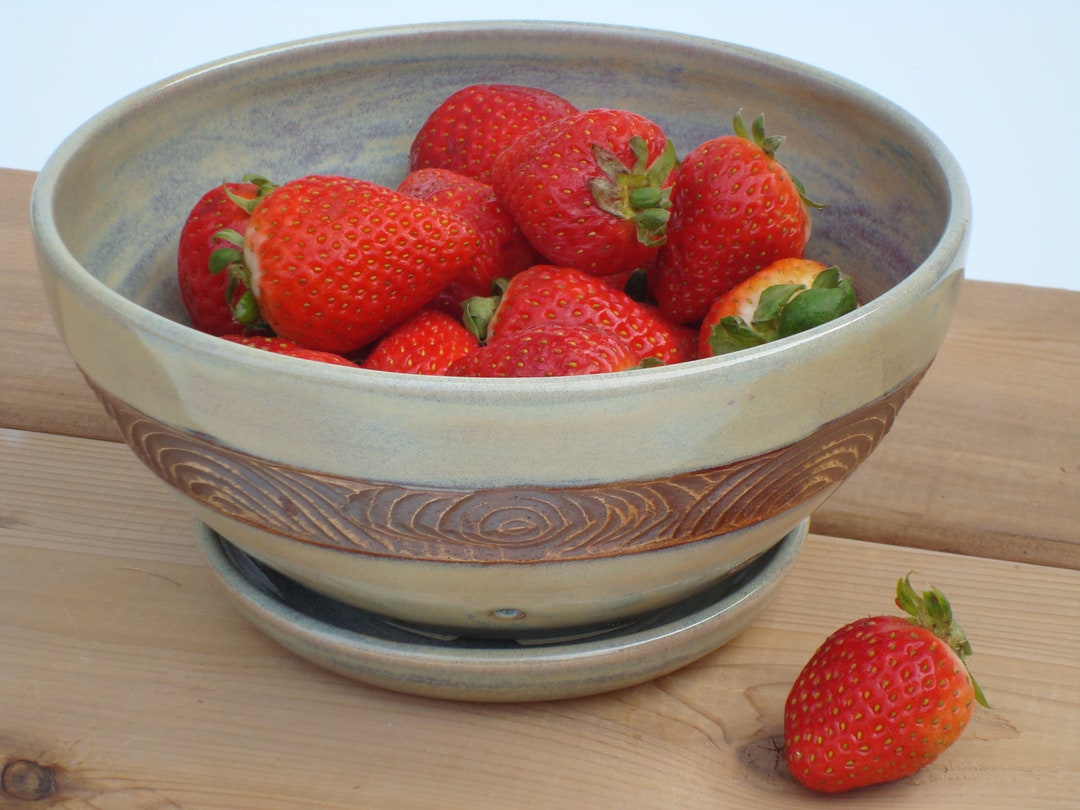 Berry Bowl, Caramic Colander, Pottery Strainer, Northern Light Color ...