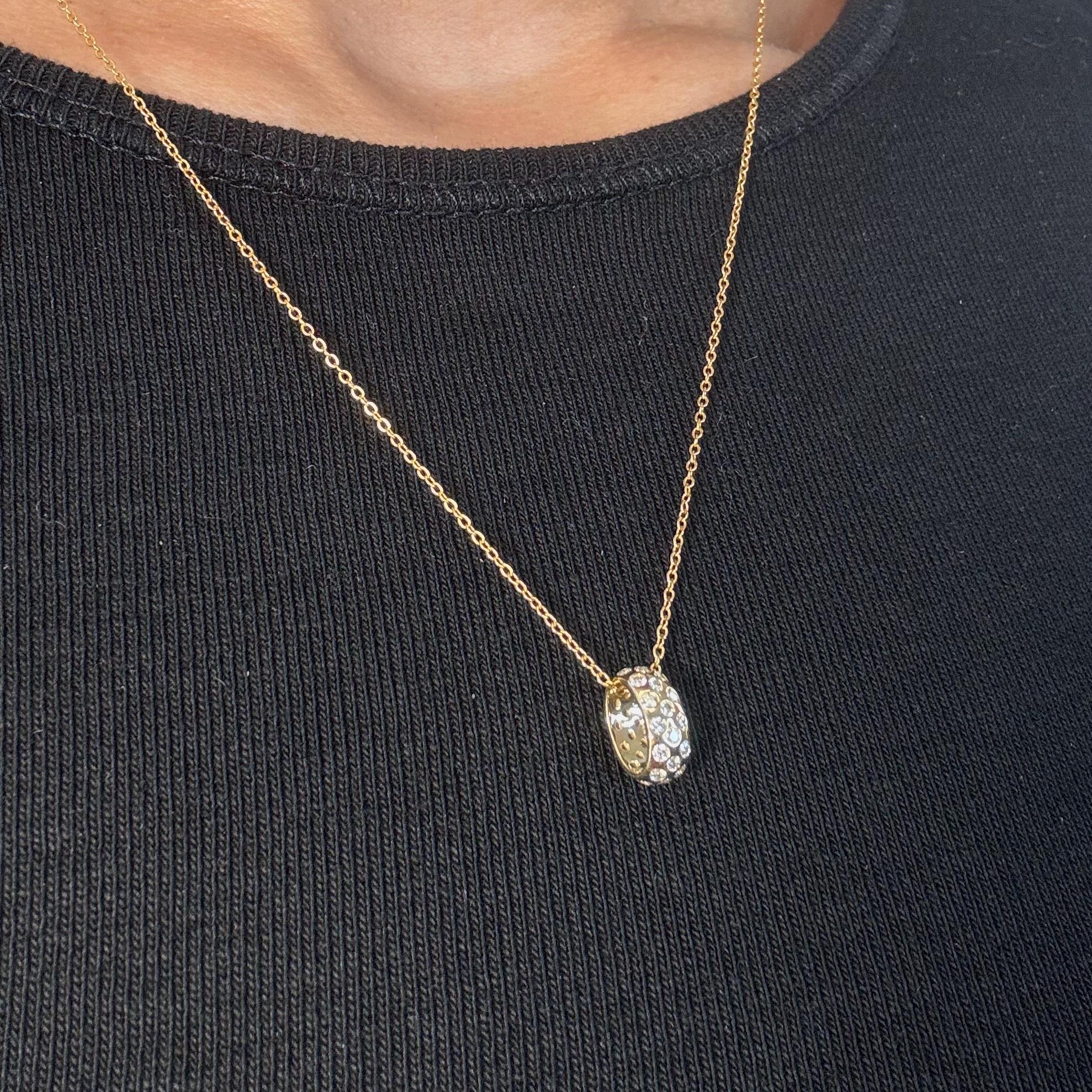 14K Solid Gold Diamond Roundel Charm Pendants, Choose Your Style ...