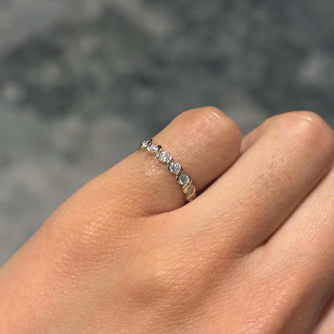 14K, 18K, Solid Gold S-link Diamond Pinky Ring, Stackable Band, Gold ...