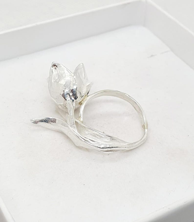 Handmade Tulip Flower Ring in Sterling Silver – Botanical Sculpted ...