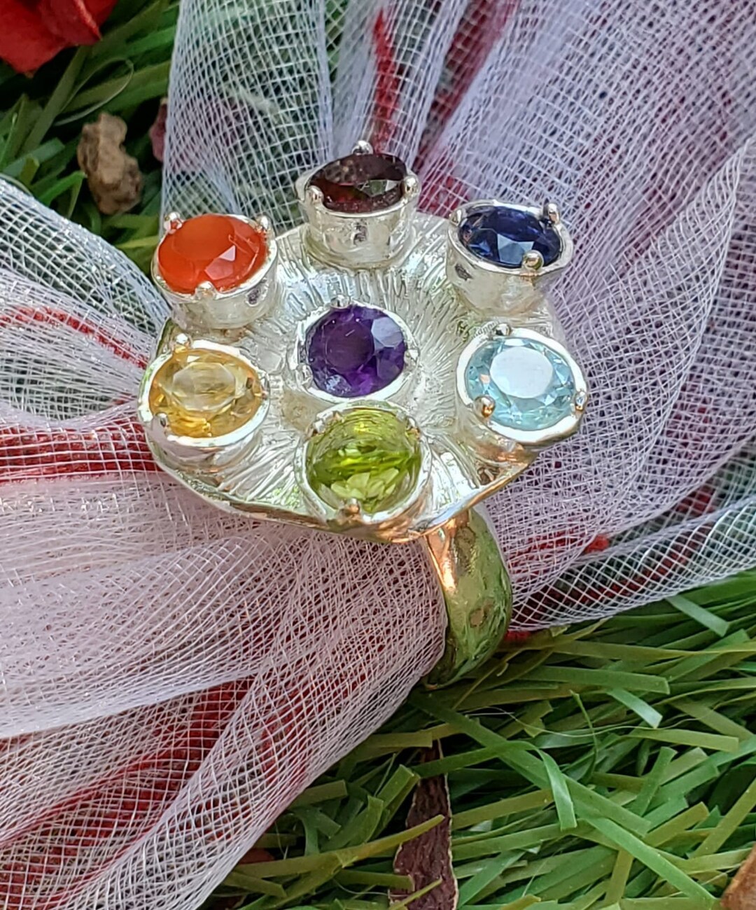 Chakra Ring ,7 Chakras Ring ,7 Natural Gemstones ,chakra Healing Ring ...