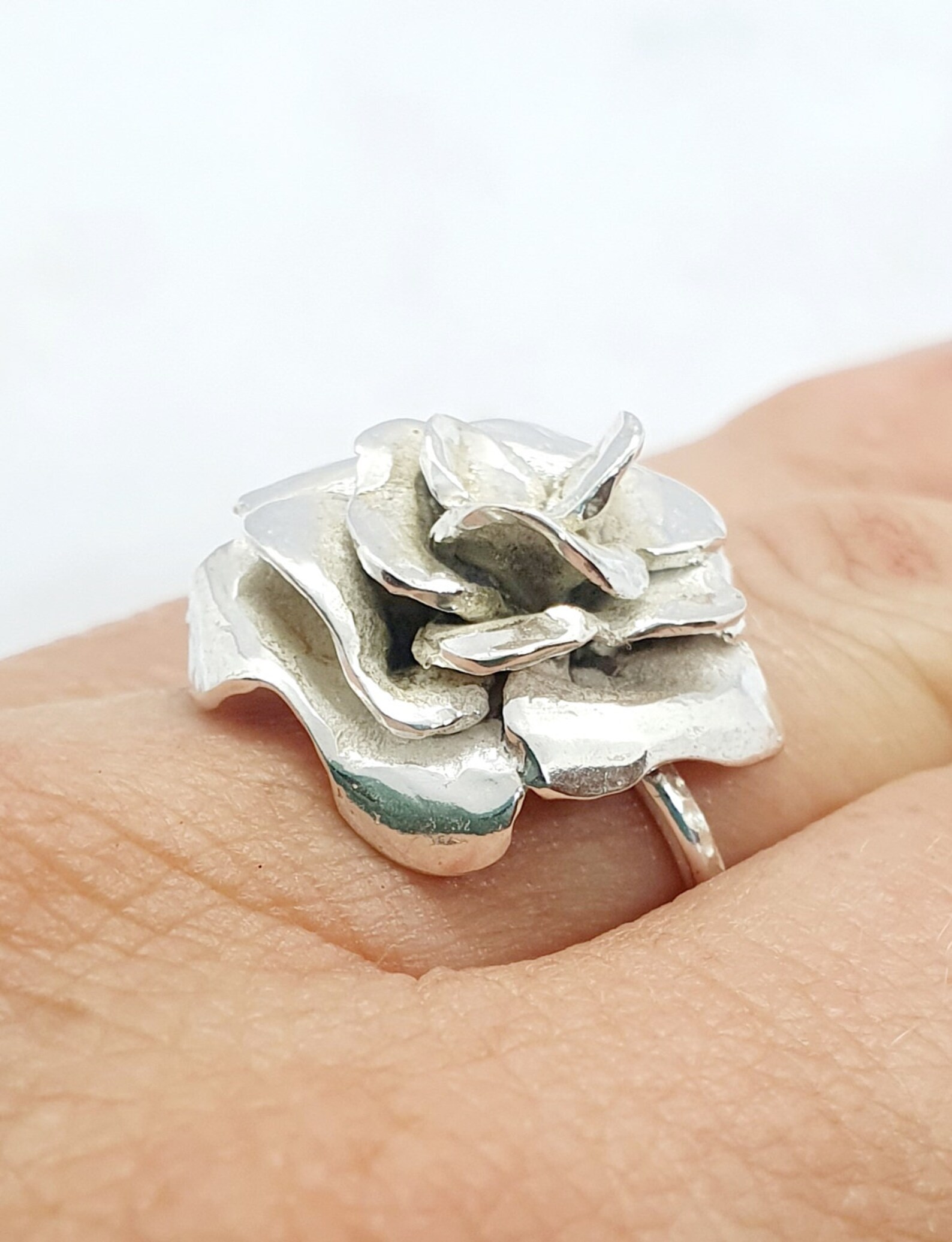 Sterling Silver Rose Ring: Large Floral Blossom, Nature Inspired - Etsy