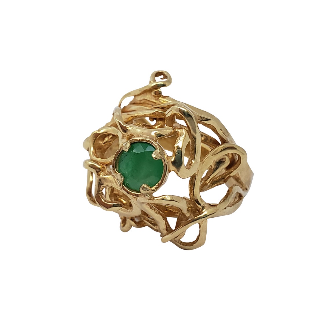 Emerald Ring ,stacking Natural Emerald Ring ,gold Single Emerald ...