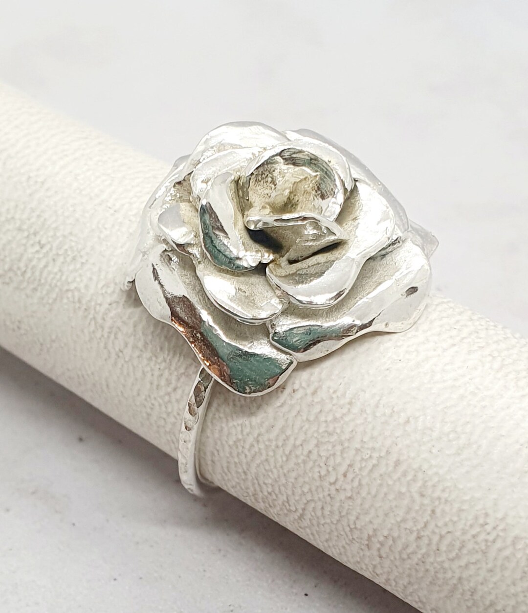 Sterling Silver Rose Ring: Large Floral Blossom, Nature Inspired - Etsy