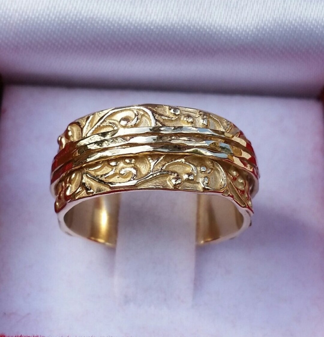 Gold Spinner Ring ,solid 14K Gold Ring ,anxiety Ring ,fidget Ring Gold ...