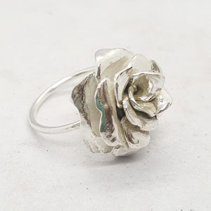 Sterling Silver Rose Ring: Large Floral Blossom, Nature Inspired - Etsy