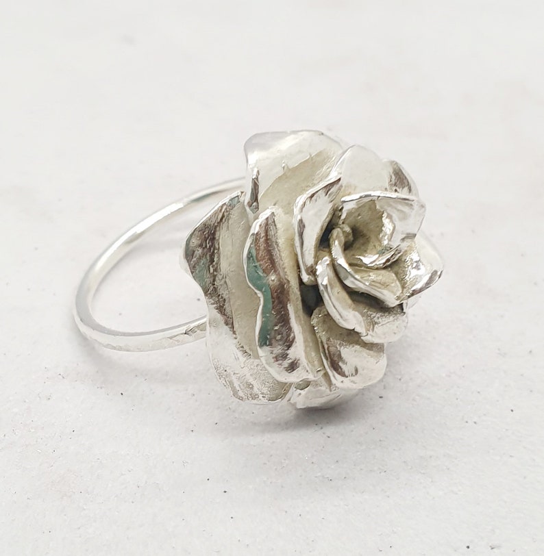 Sterling Silver Rose Ring: Large Floral Blossom, Nature Inspired - Etsy